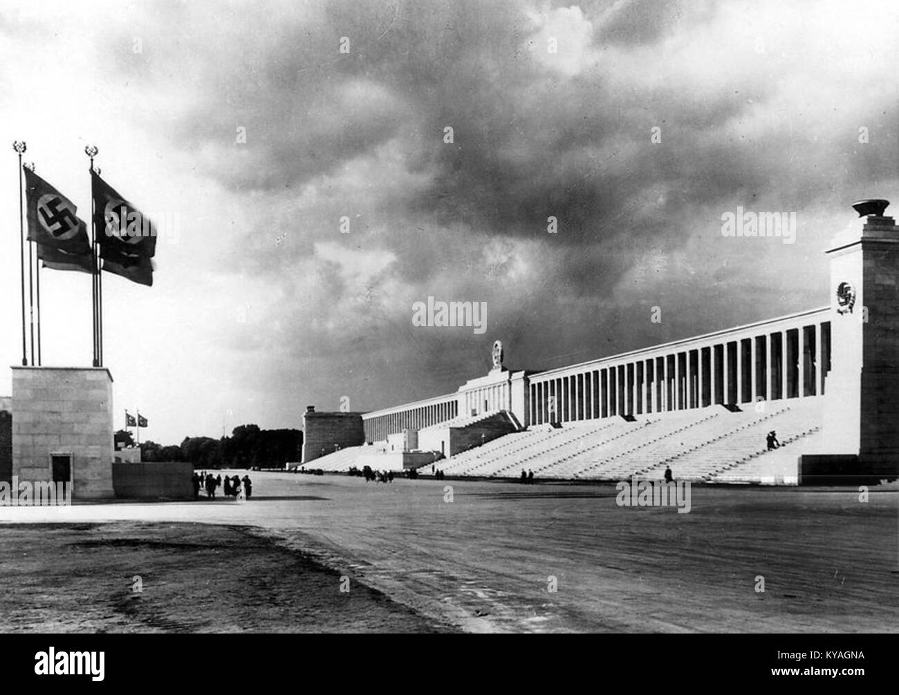A 1934 photograph of the Nazi Party rally grounds in Nuremberg, Germany ...