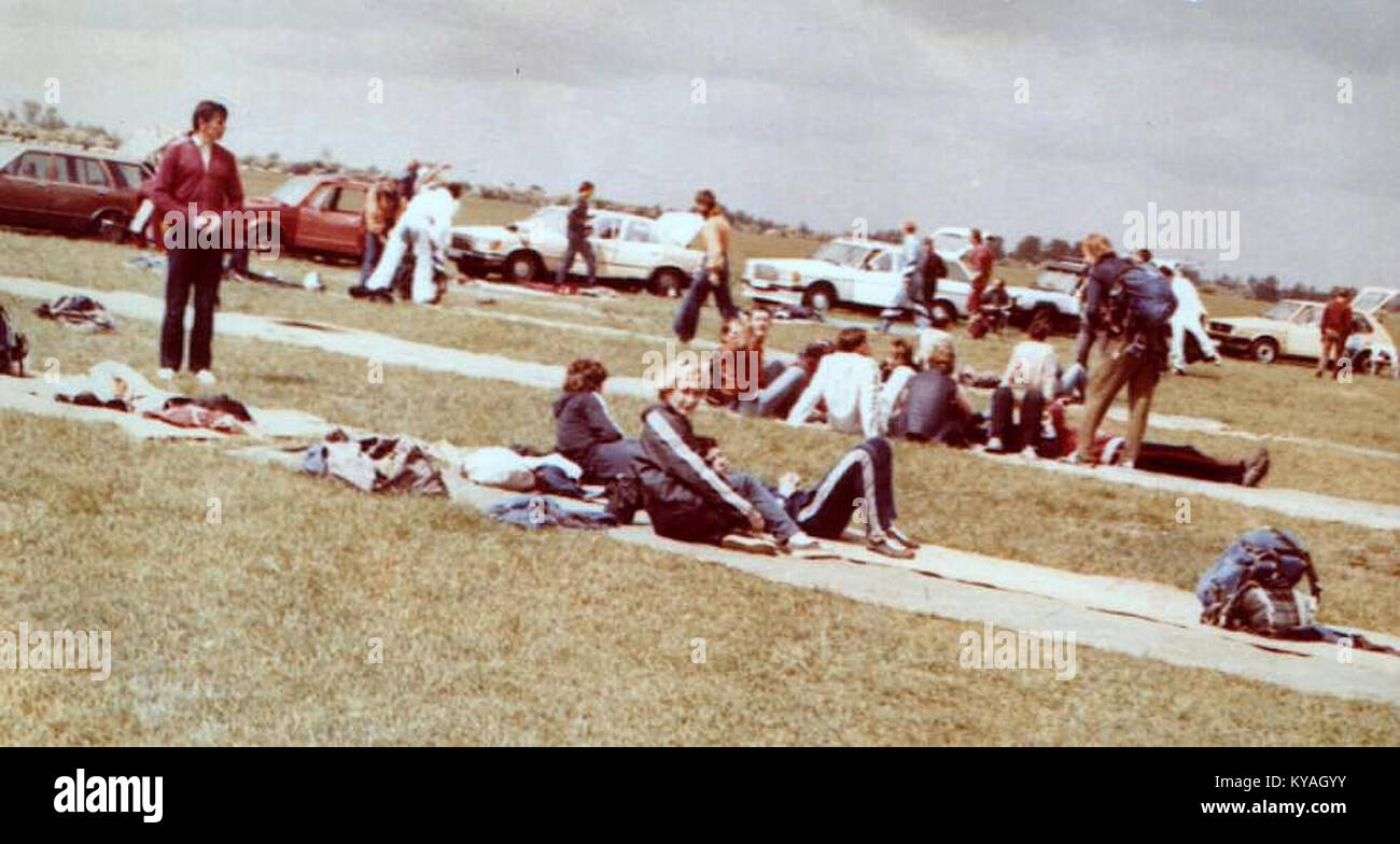 Photograph capturing the 1984 Skydiving Championships in Silesia ...