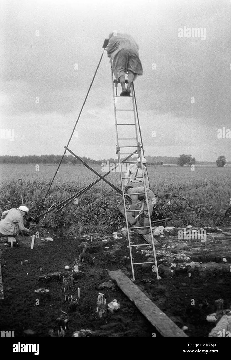 The photograph shows the archaeological site known as Alvastra pile ...