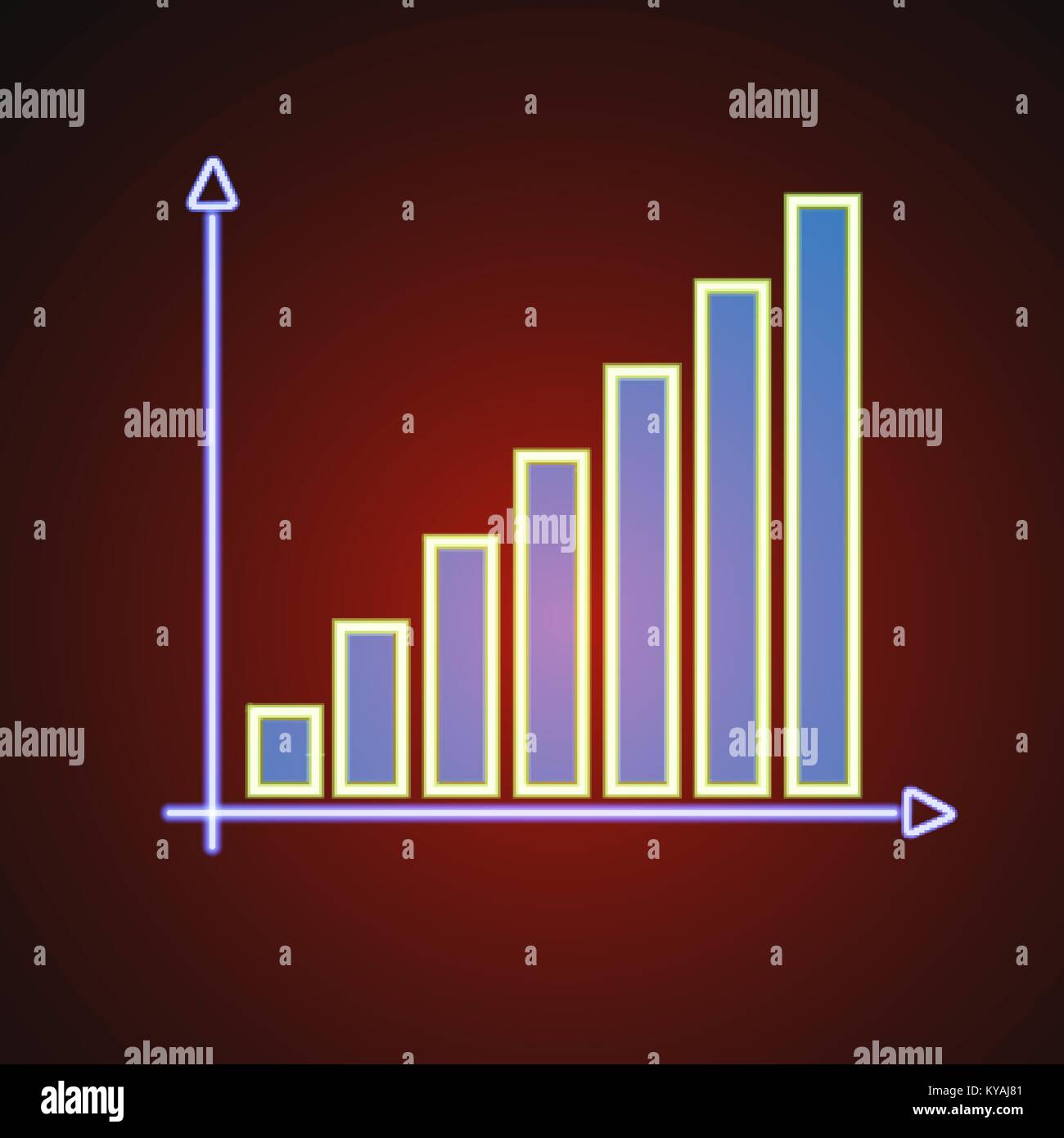 Ascending bar graph - glowing neon illustration icon Stock Vector Image ...