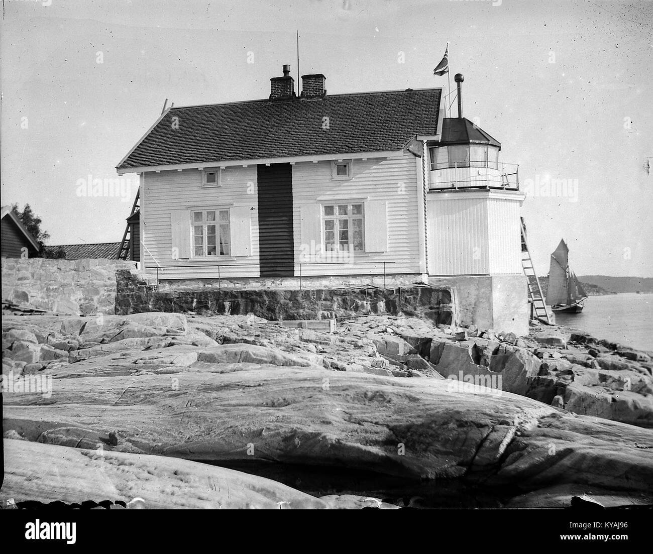 This image shows Stangholmen, an island in Risör, Norway. The photo ...