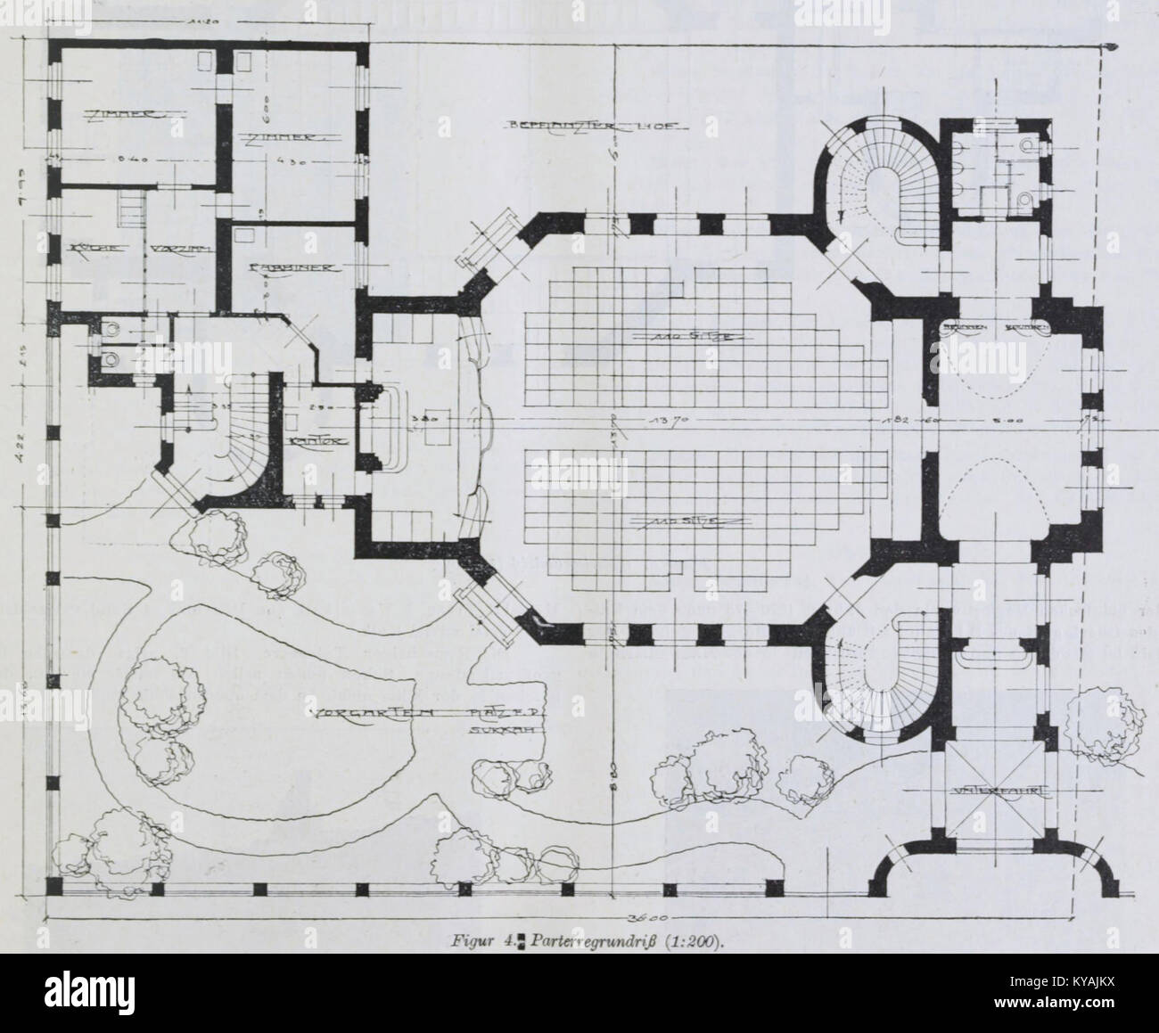 The ground floor plan of the St. Pölten Synagogue illustrates ...
