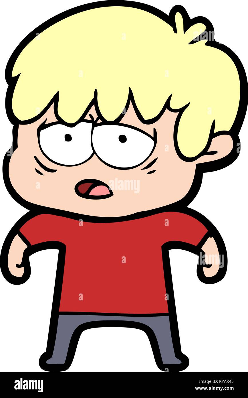 cartoon exhausted boy Stock Vector Image & Art - Alamy