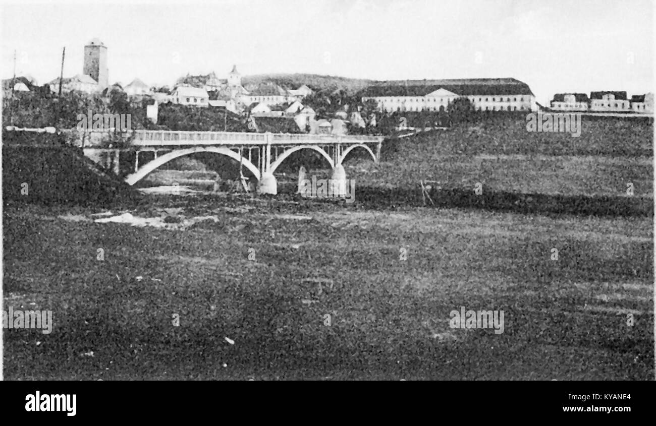 A bridge over the Sázava River in Týnec nad Sázavou, Czech Republic ...