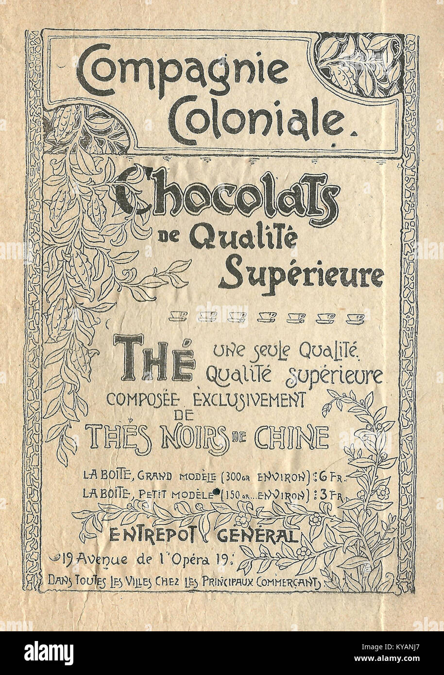 A 1900 advertisement for Compagnie Coloniale, showcasing product ...