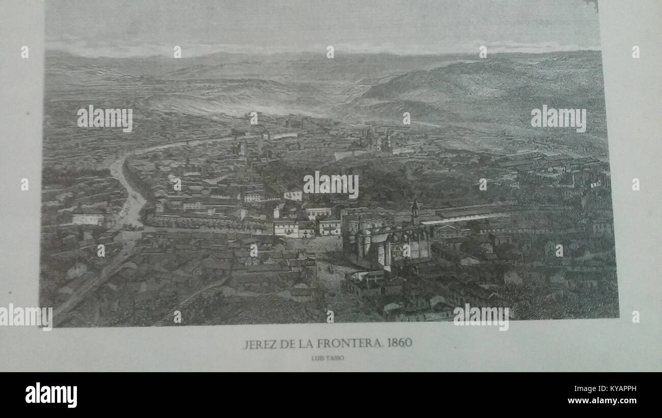 The 1860 aerial map of Jerez provides a detailed view of the city as it ...