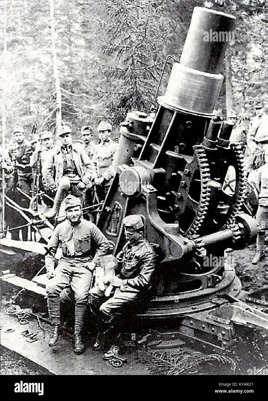 This image depicts soldiers of the 7th Infantry Regiment at a mortar in ...