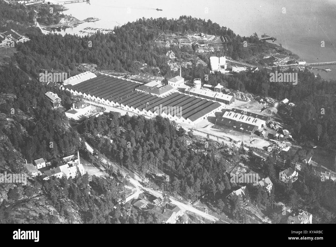 Photograph of the Televerket factory in Nynäshamn, Sweden, illustrating ...