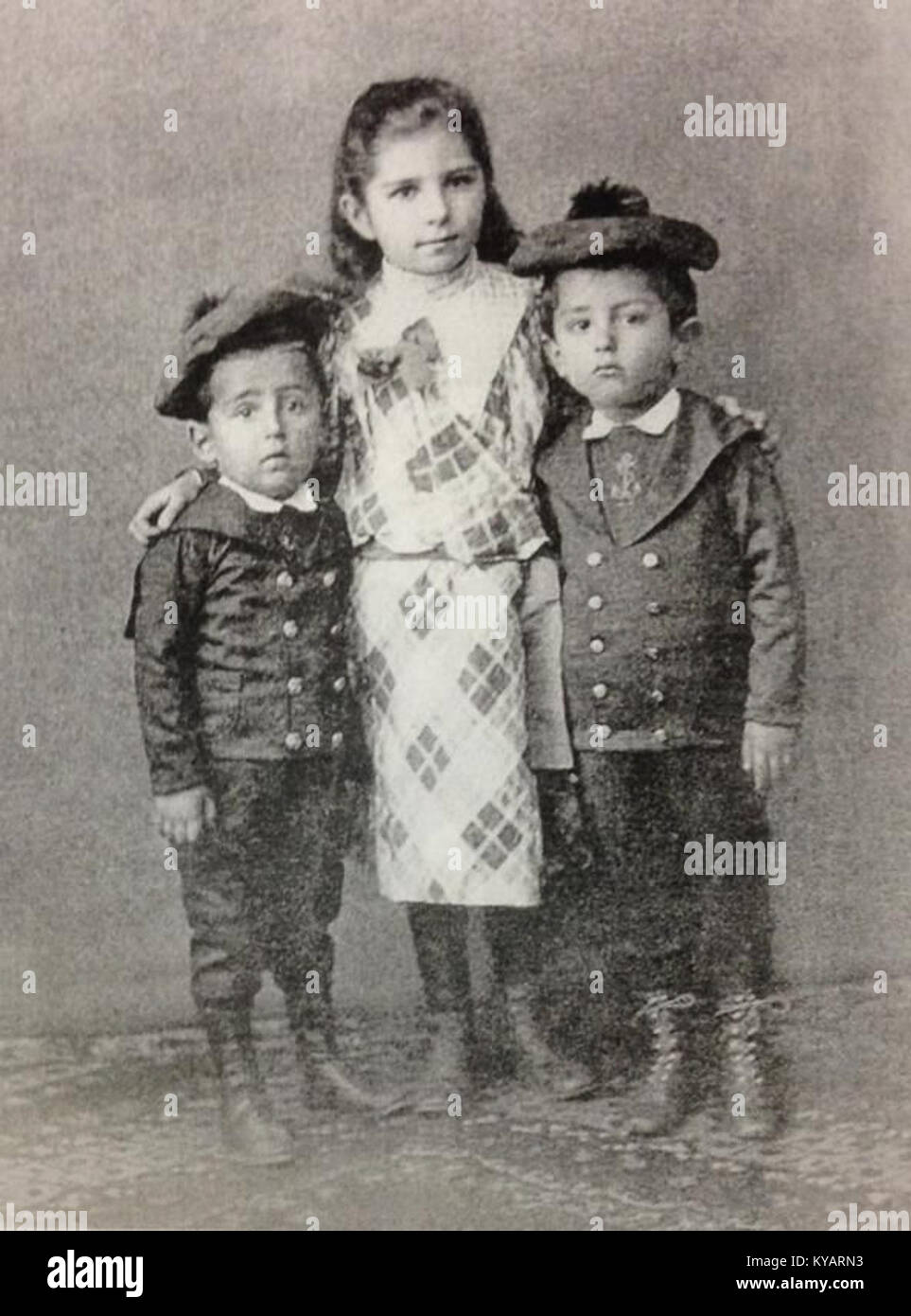 Portrait of Jelena, Đorđe, and Aleksandar, children of King Petar I of ...