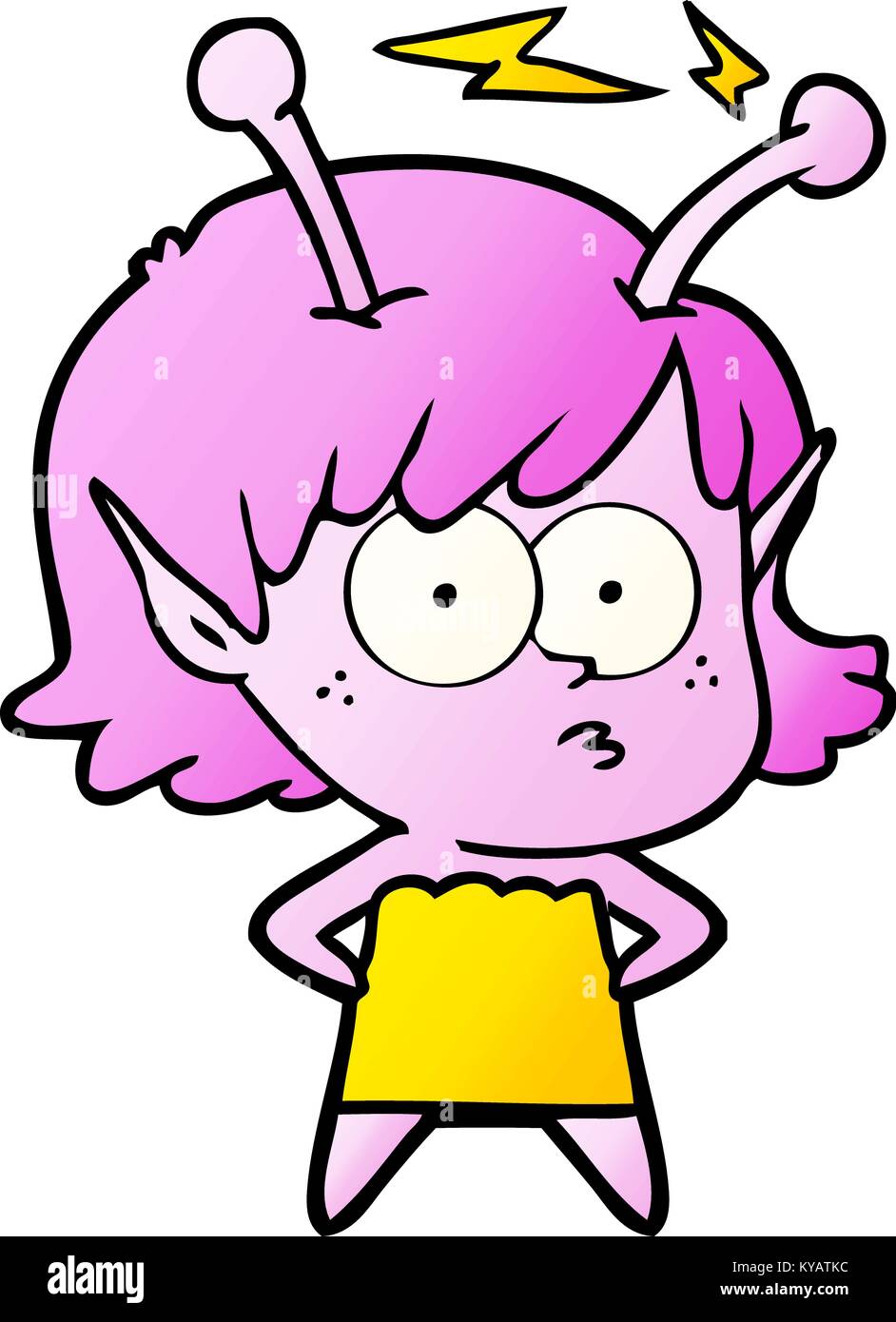 cartoon alien girl Stock Vector Image & Art - Alamy