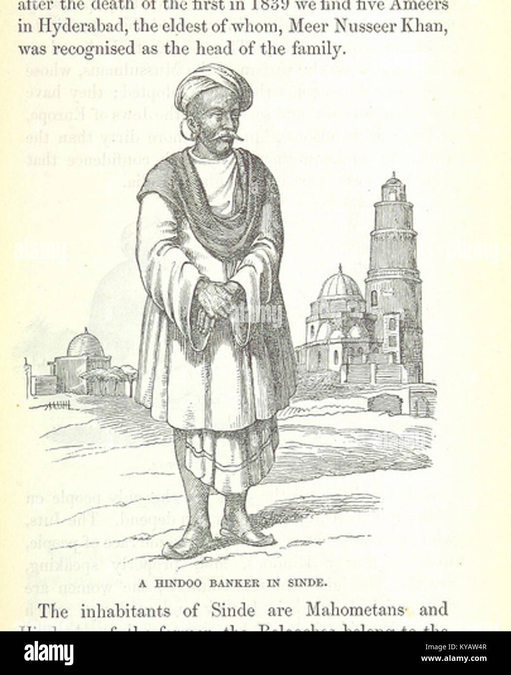 A portrait from 1845 showing a man wearing a Sindhi angerkho top, a ...