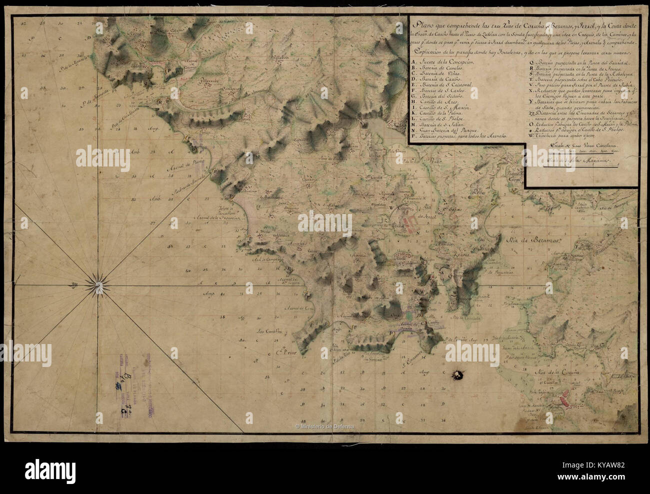 An 1800 map of the Gulf of Ártabro and the surrounding coastline near ...