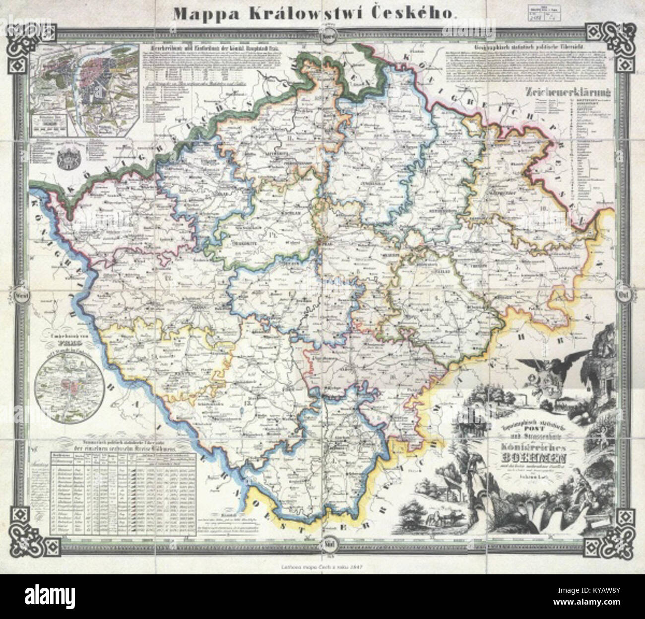 This map depicts the Kingdom of Bohemia (Czech Kingdom), a historical ...