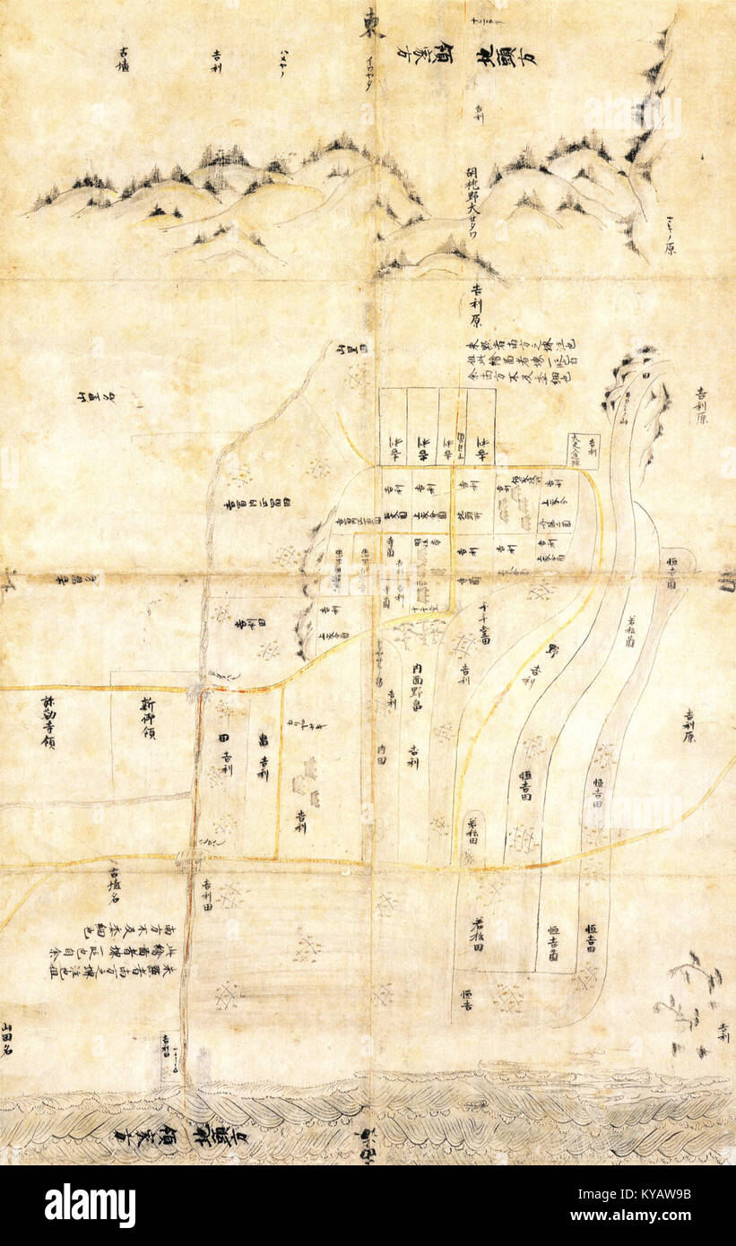 Map Dividing the Hiokikitagō Estate in Satsuma Stock Photo - Alamy