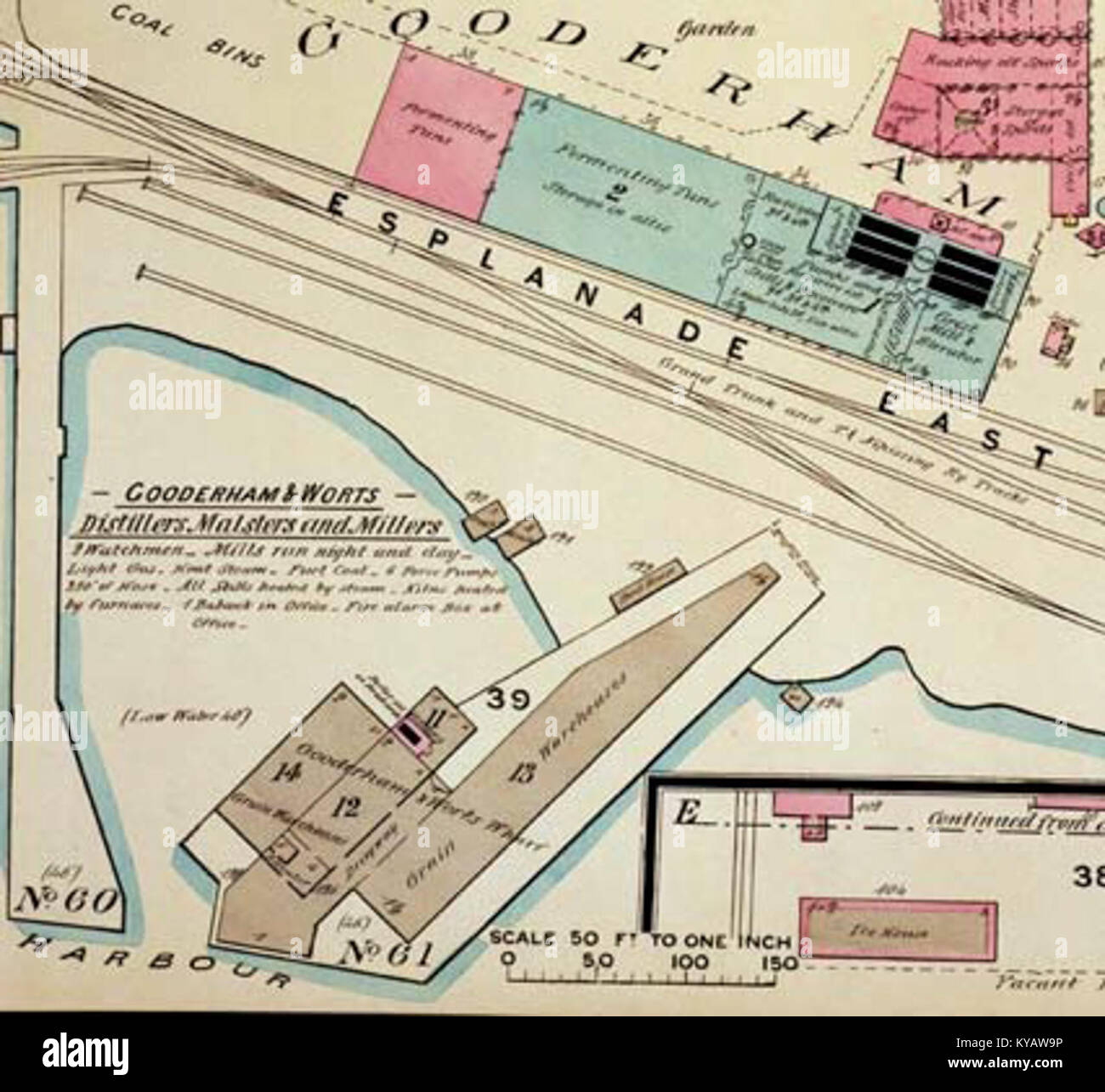 Map of Gooderham and Worts' grain elevator in 1880 Stock Photo - Alamy
