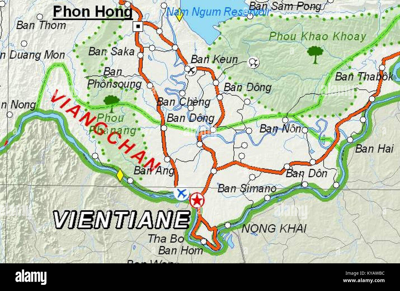 Map of Vientiane Prefecture, Laos Stock Photo - Alamy