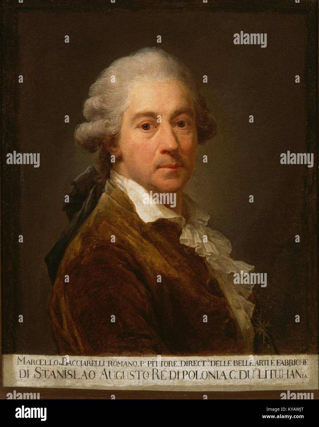 A self-portrait by Marceli Bacciarelli, depicting the artist in a brown ...