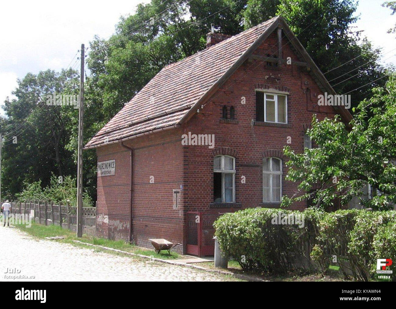 A photograph of the station master’s house in Marcinowice, showing the ...