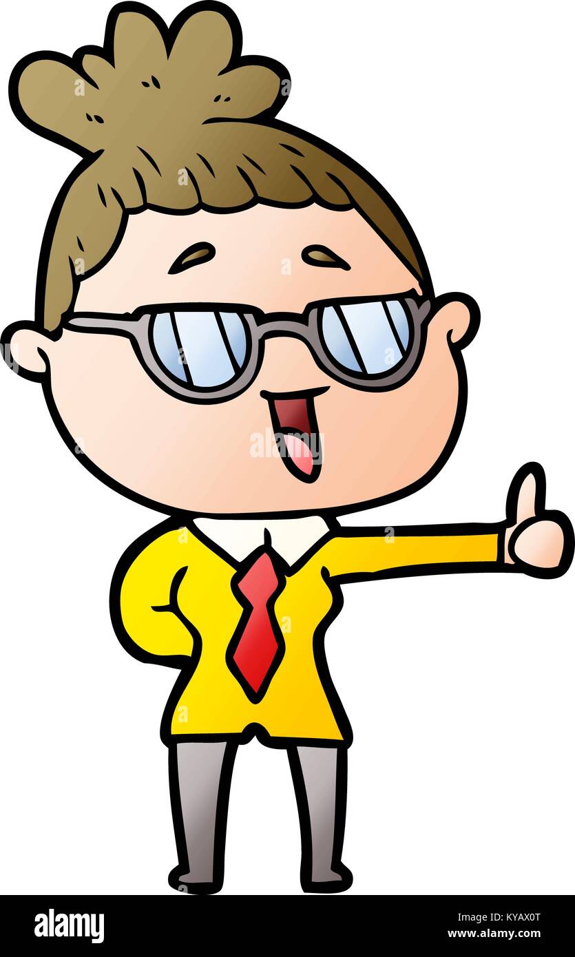 cartoon happy woman wearing spectacles Stock Vector Image & Art - Alamy