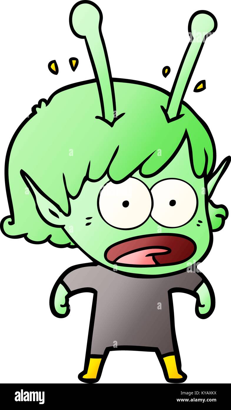 cartoon shocked alien girl Stock Vector Image & Art - Alamy