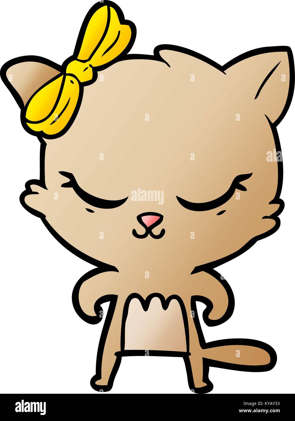 cute cartoon cat with bow Stock Vector Image & Art - Alamy
