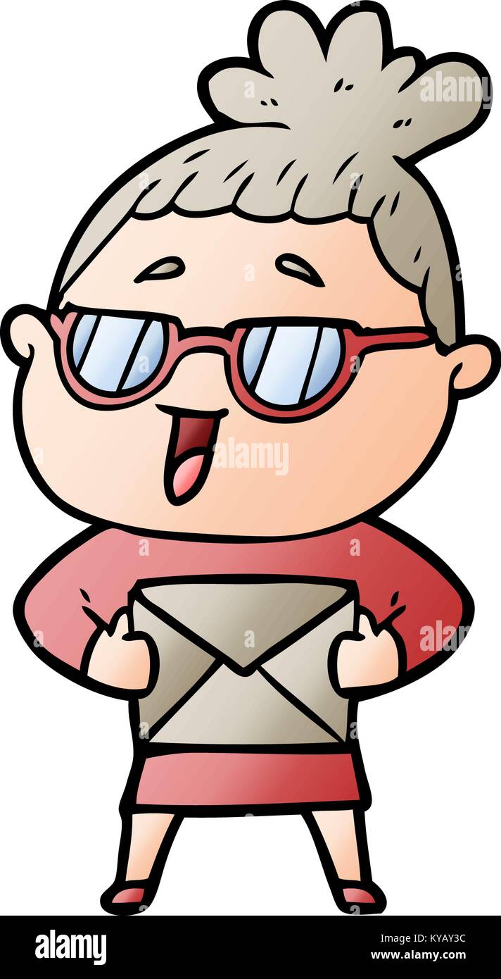 cartoon happy woman wearing spectacles Stock Vector Image & Art - Alamy