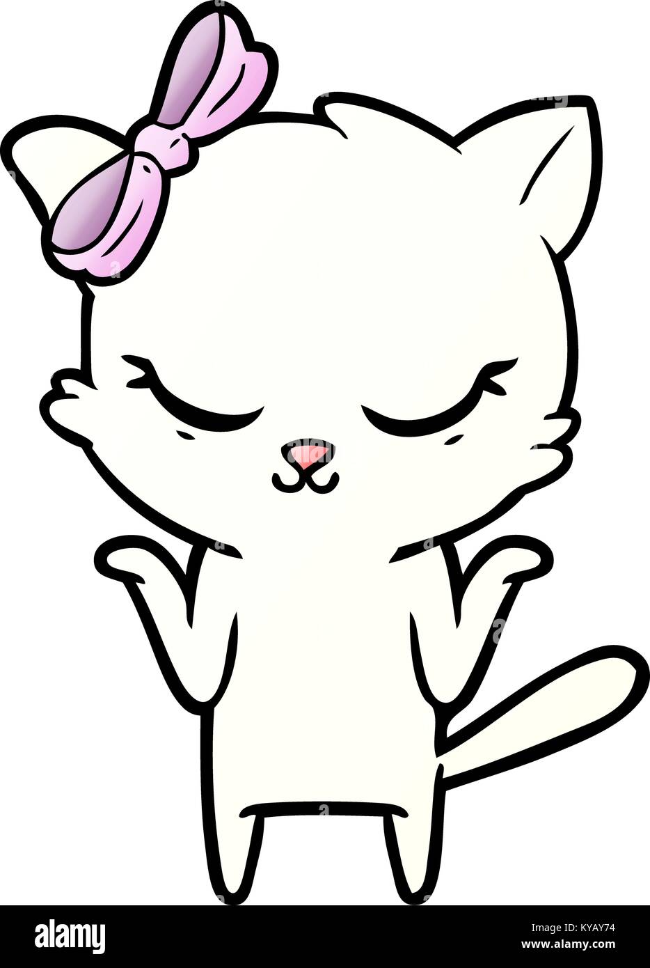 cute cartoon cat with bow Stock Vector Image & Art - Alamy