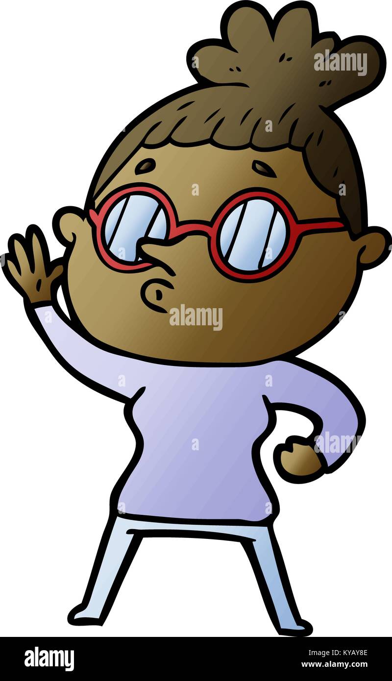 cartoon woman wearing glasses Stock Vector Image & Art - Alamy