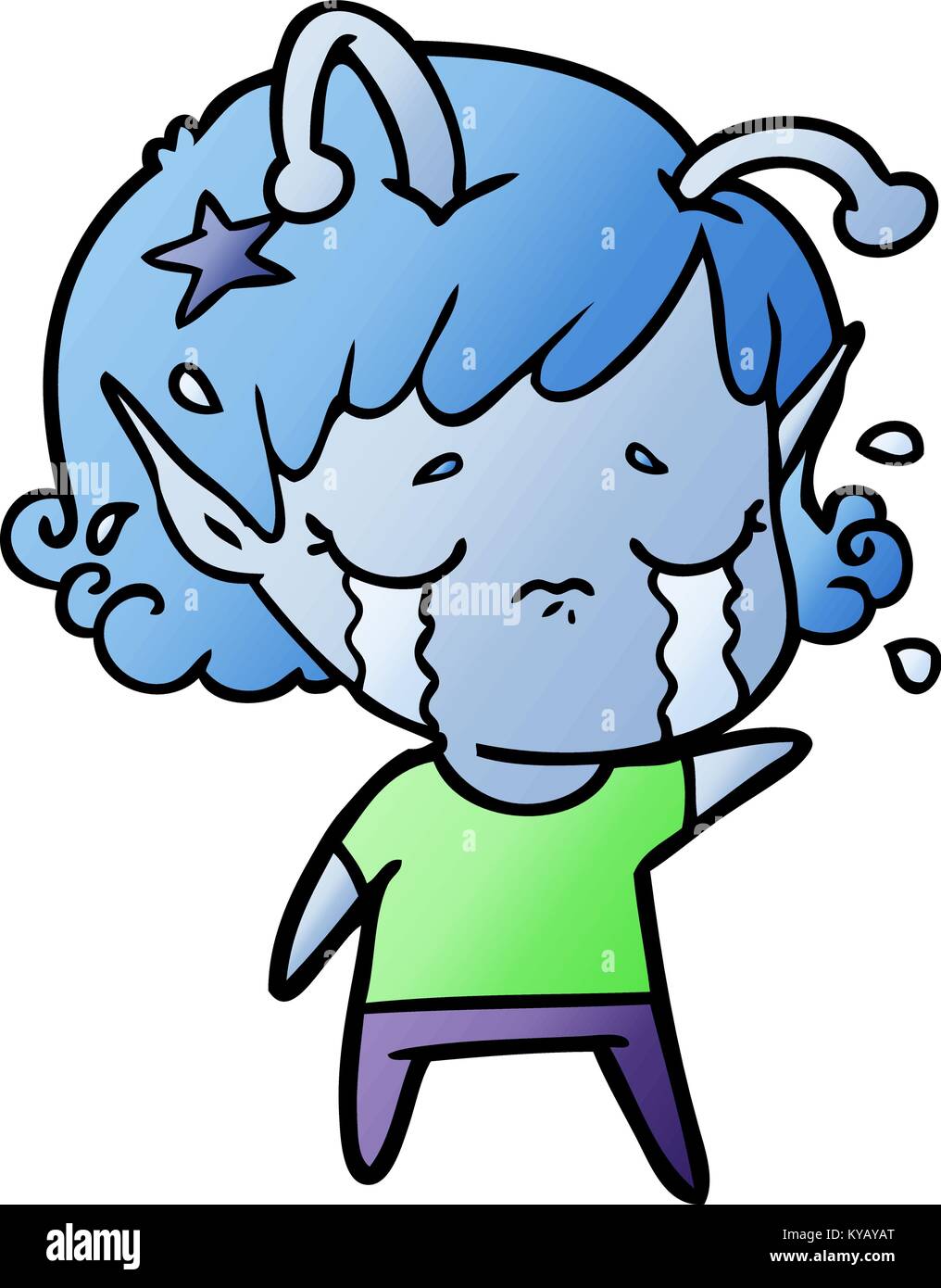 cartoon crying alien girl Stock Vector Image & Art - Alamy
