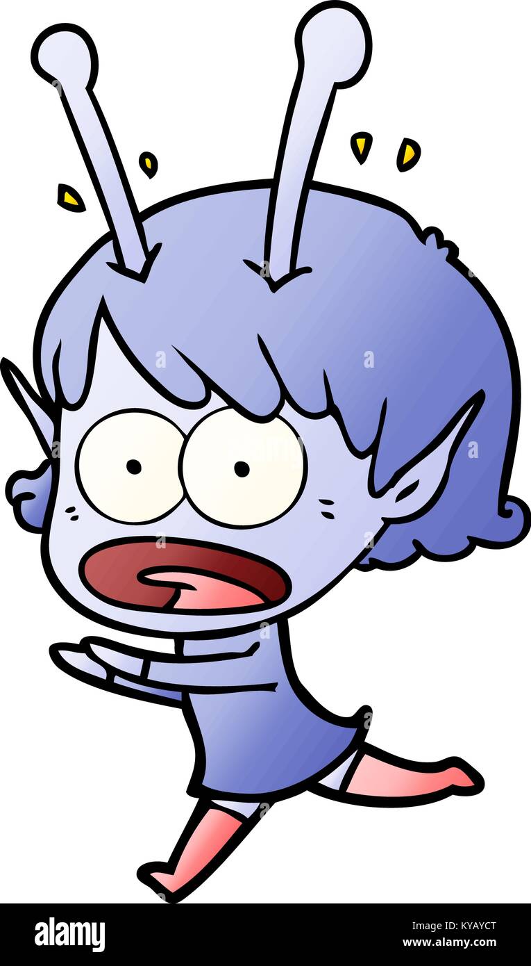 cartoon shocked alien girl Stock Vector Image & Art - Alamy