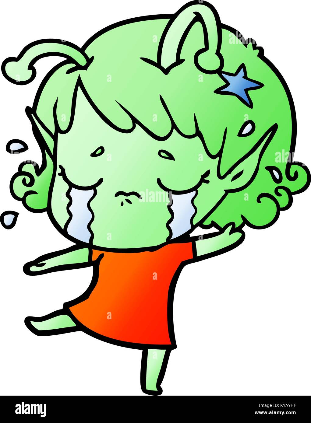 cartoon crying alien girl Stock Vector Image & Art - Alamy