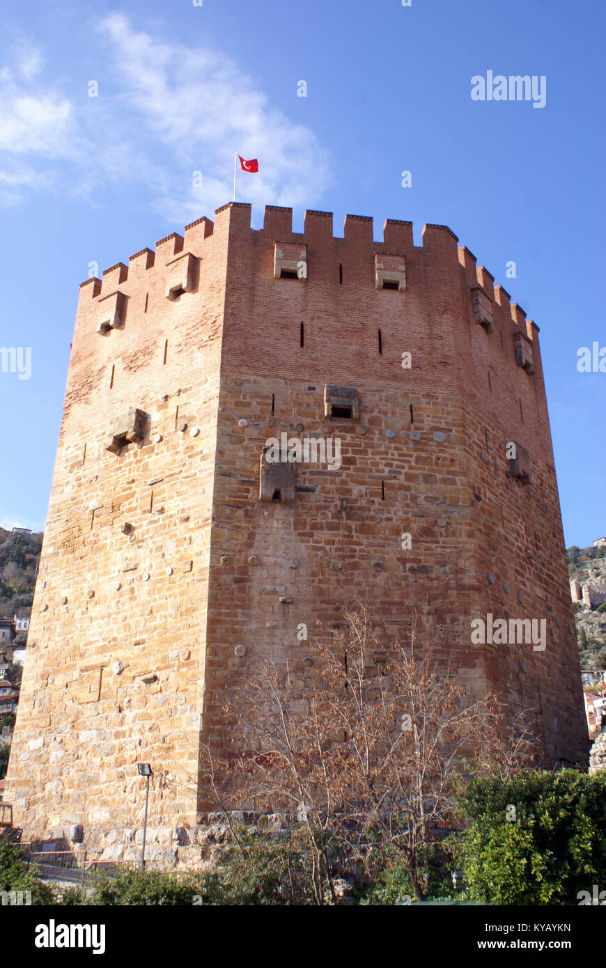 Red tower in Alanya, Turkey Stock Photo - Alamy