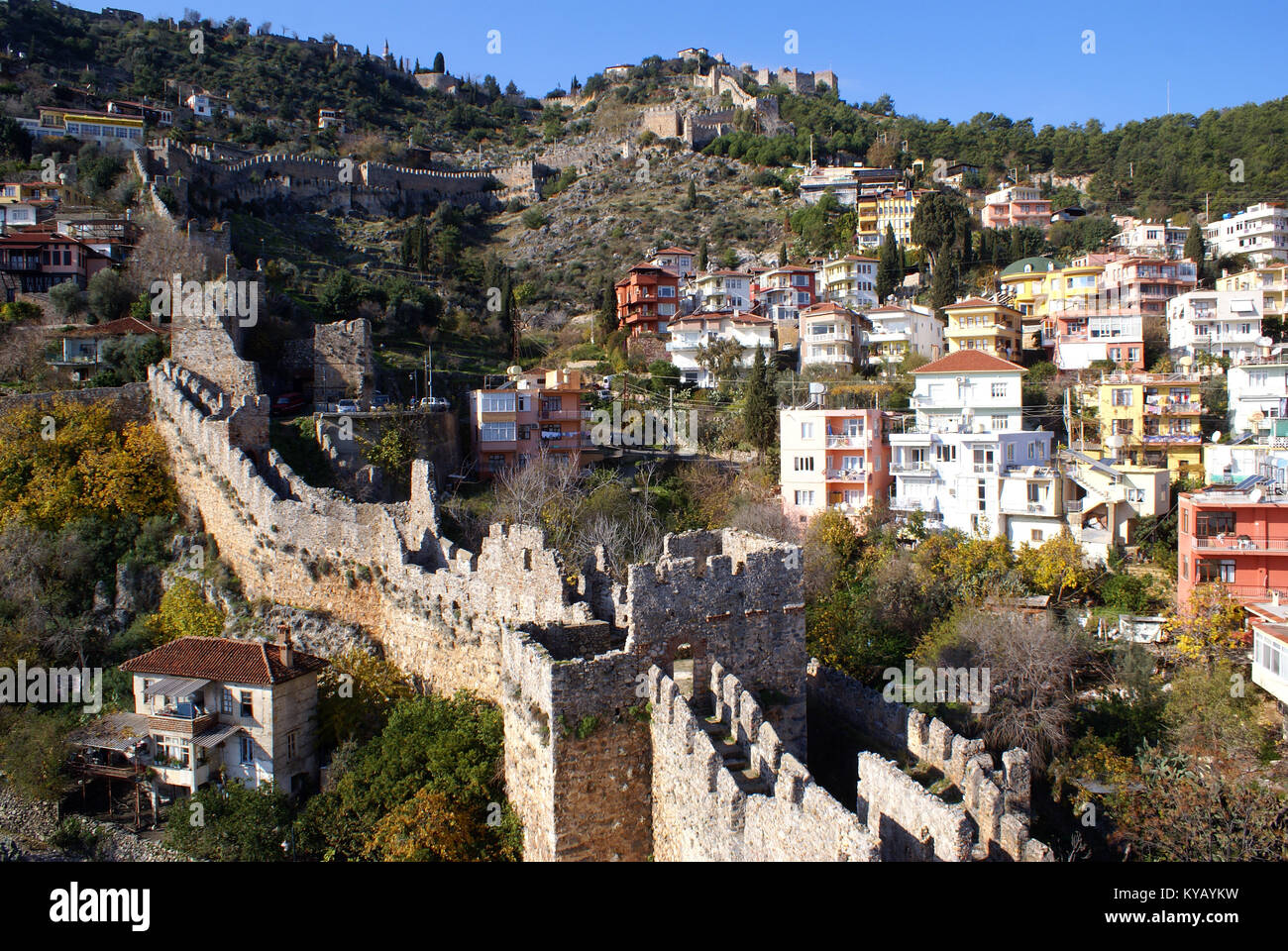 City of Alanya and houses on the hill, Turkey Stock Photo - Alamy