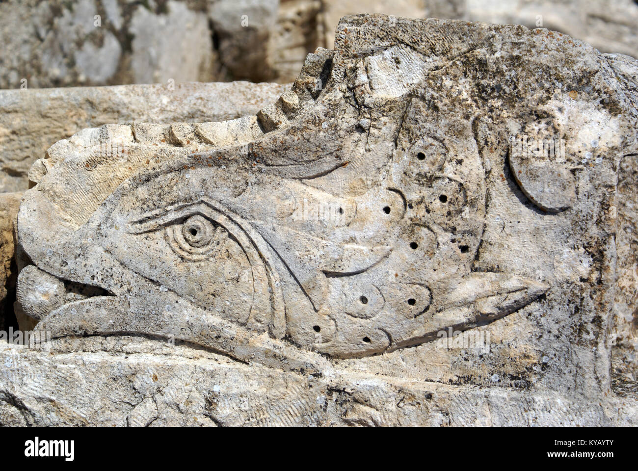 Fish as a simbol of christianity in Alahan monastery Stock Photo - Alamy