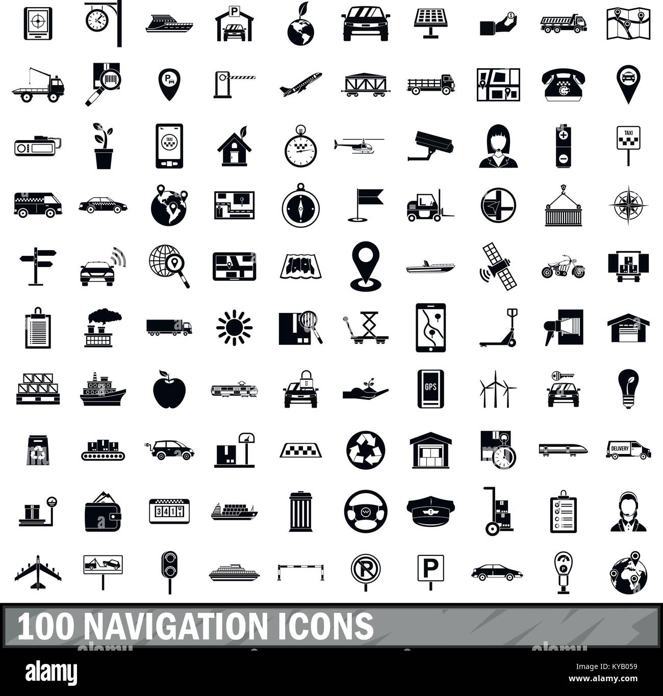 100 navigation icons set in simple style for any design vector ...