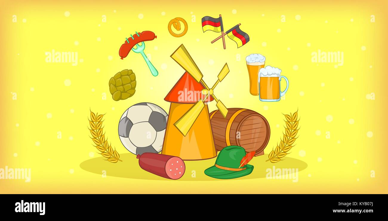 Germany travel horizontal banner concept. Cartoon illustration of ...