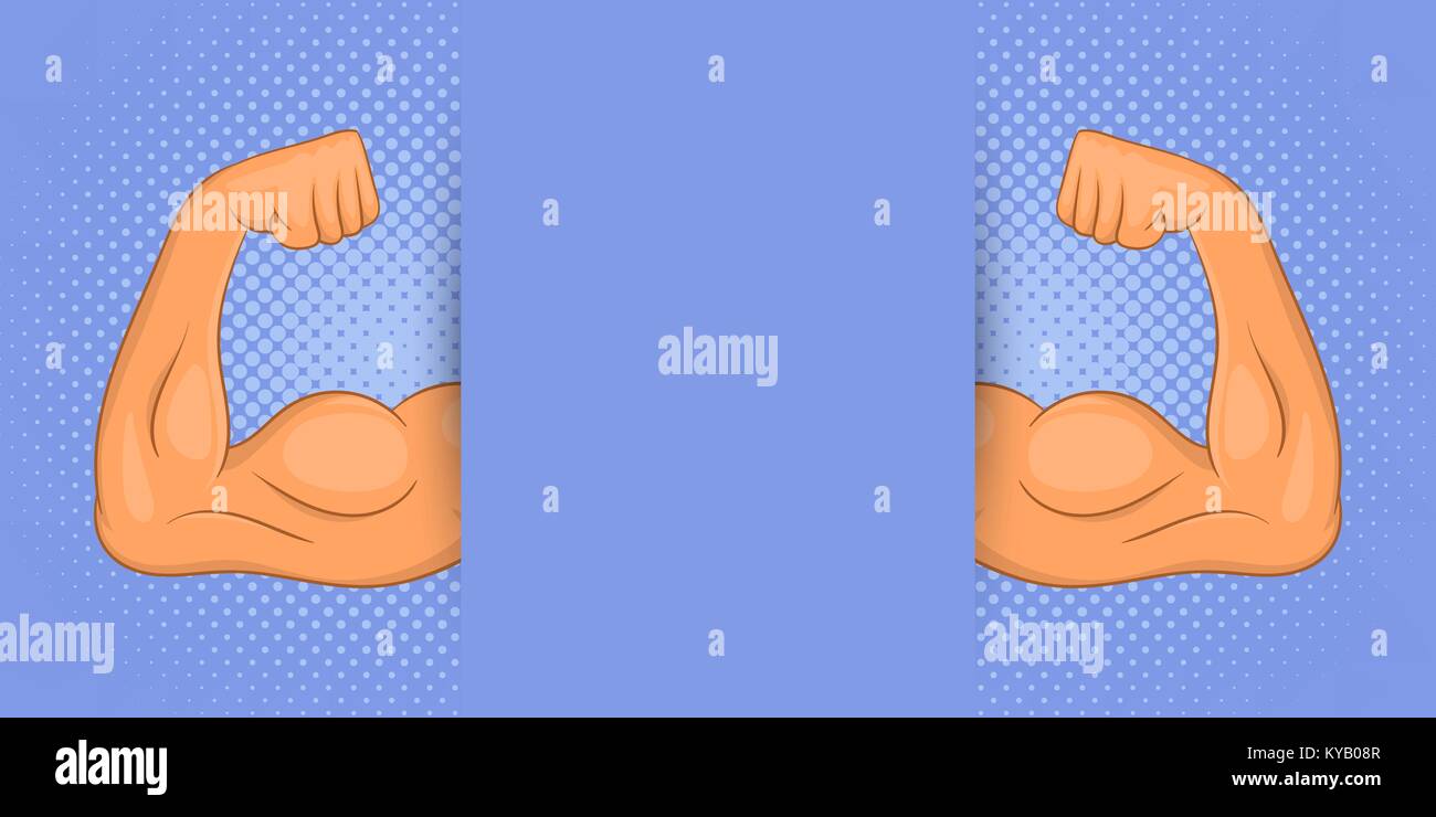 Muscle banner horizontal concept man. Cartoon illustration of muscle ...
