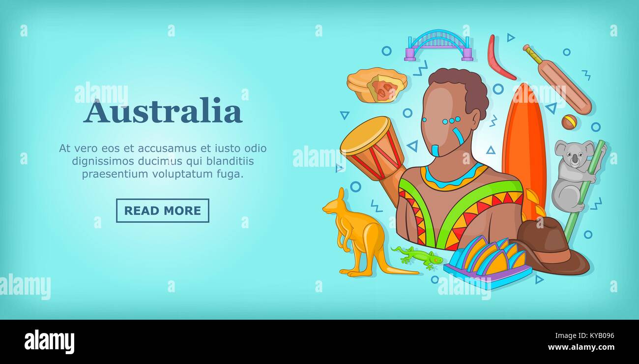 Australia travel horizontal banner concept. Cartoon illustration of ...