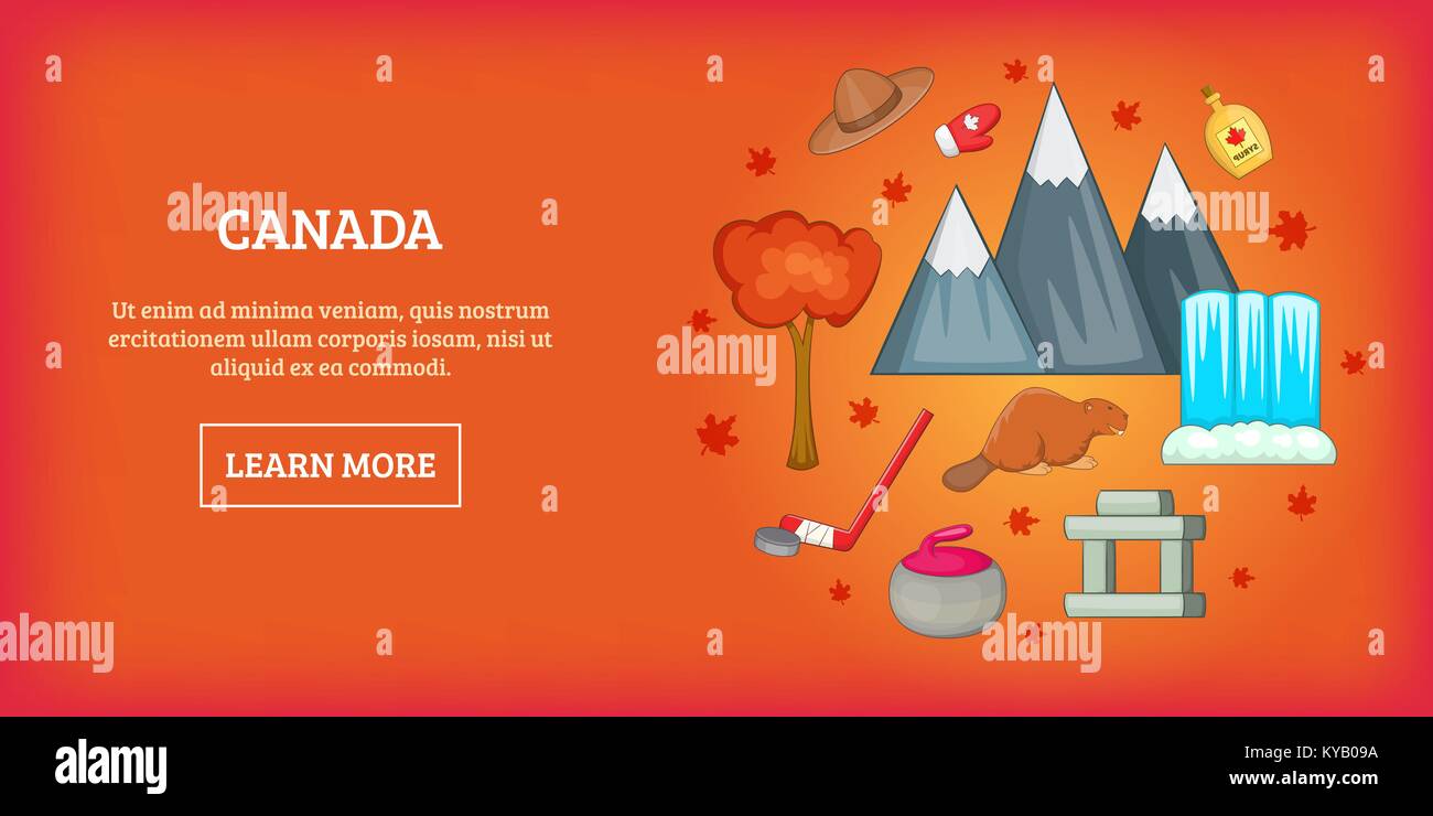 Canada travel horizontal banner concept. Cartoon illustration of Canada ...