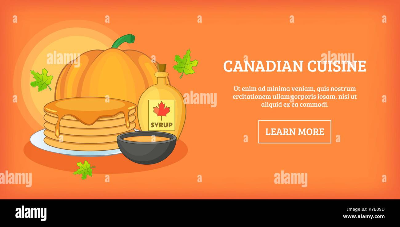 Canadian cuisine horizontal banner concept. Cartoon illustration of ...