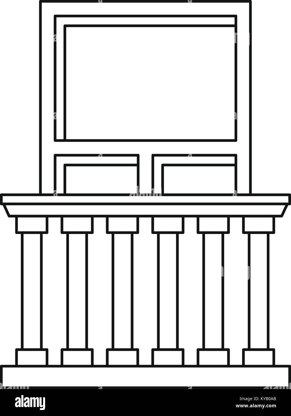 Balcony in classic style icon. Outline illustration of balcony in ...