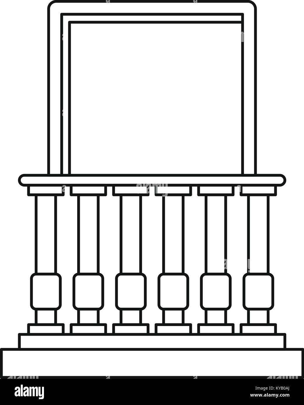 Balcony and balustrade icon. Outline illustration of balcony and ...