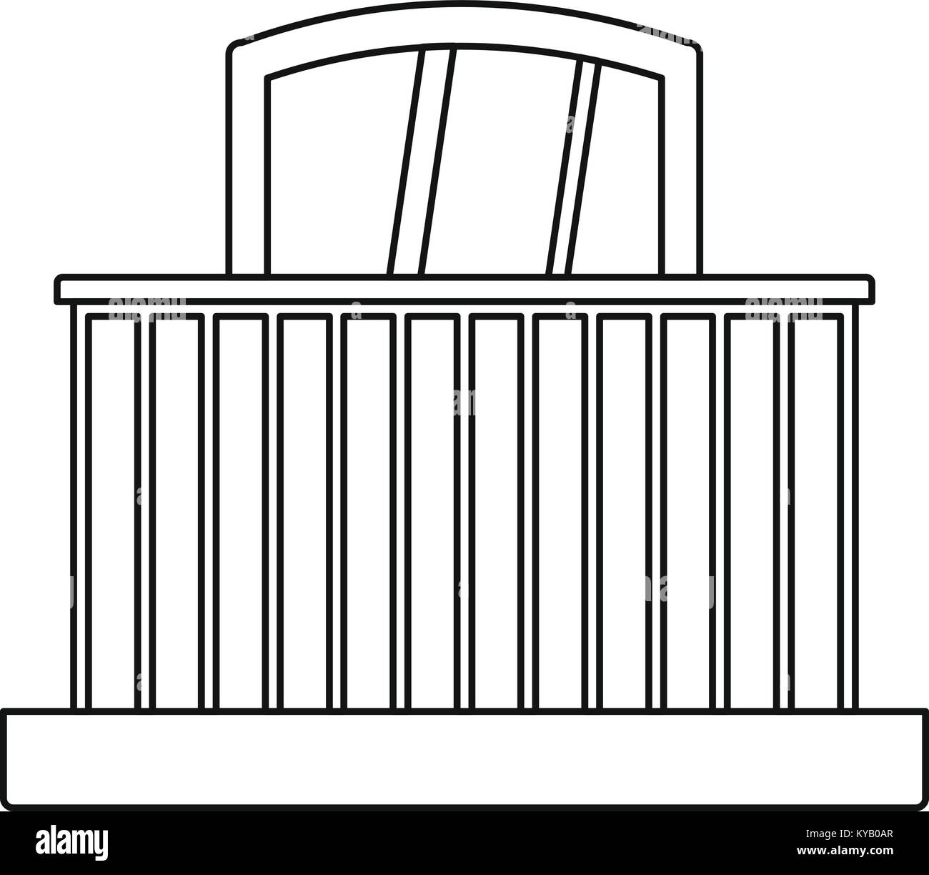 Balcony with railing icon. Outline illustration of balcony with railing ...