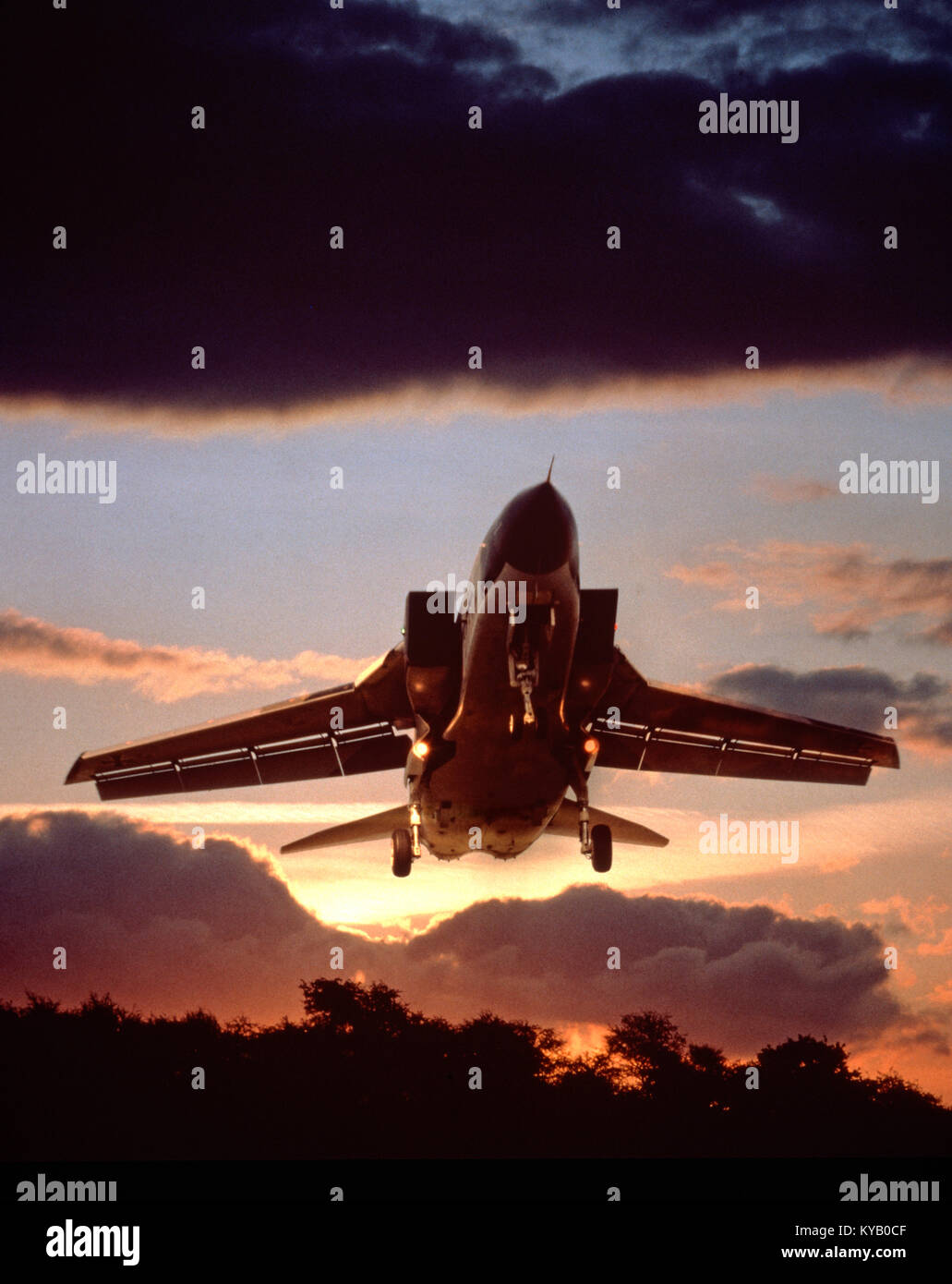 RAF Tornado aircraft on final approach at sunset, Cottesmore, Rutland ...