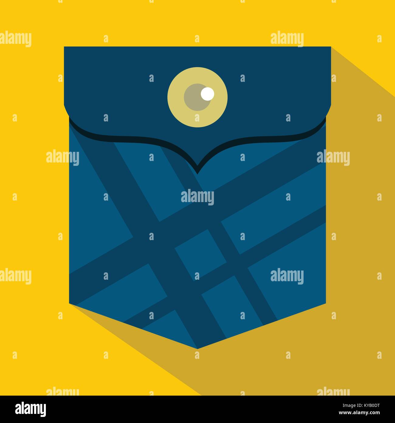 Blue pocket with a button icon. Flat illustration of blue pocket with a ...