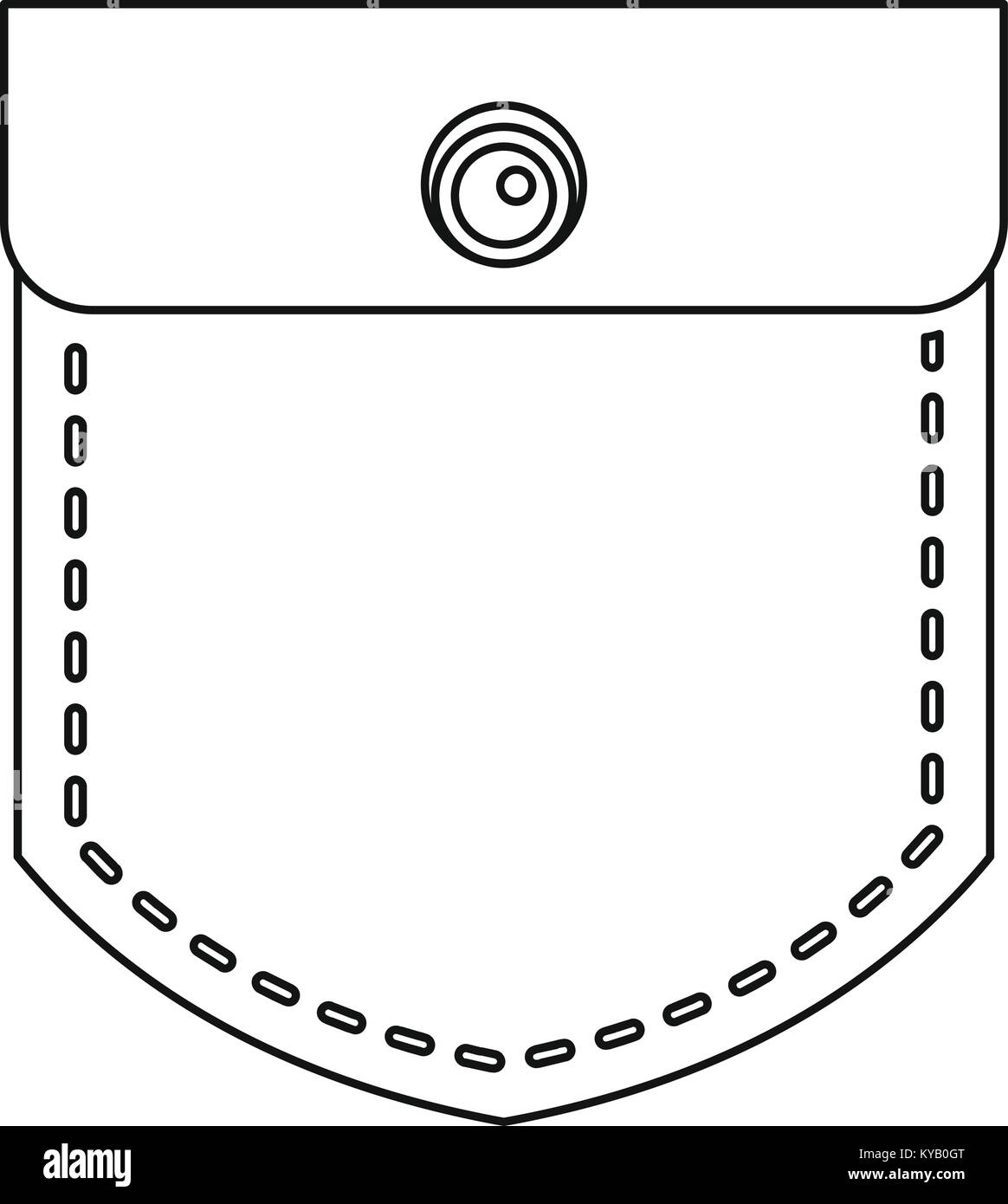 Pocket with a button icon. Outline illustration of pocket with a button ...
