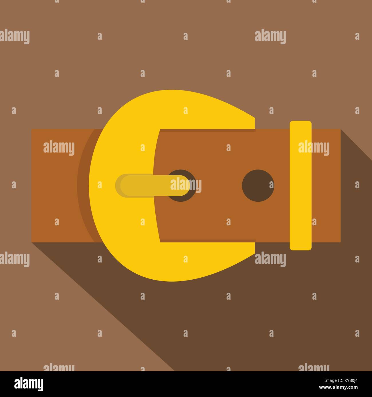 Gold buckle belt icon. Flat illustration of gold buckle belt vector ...