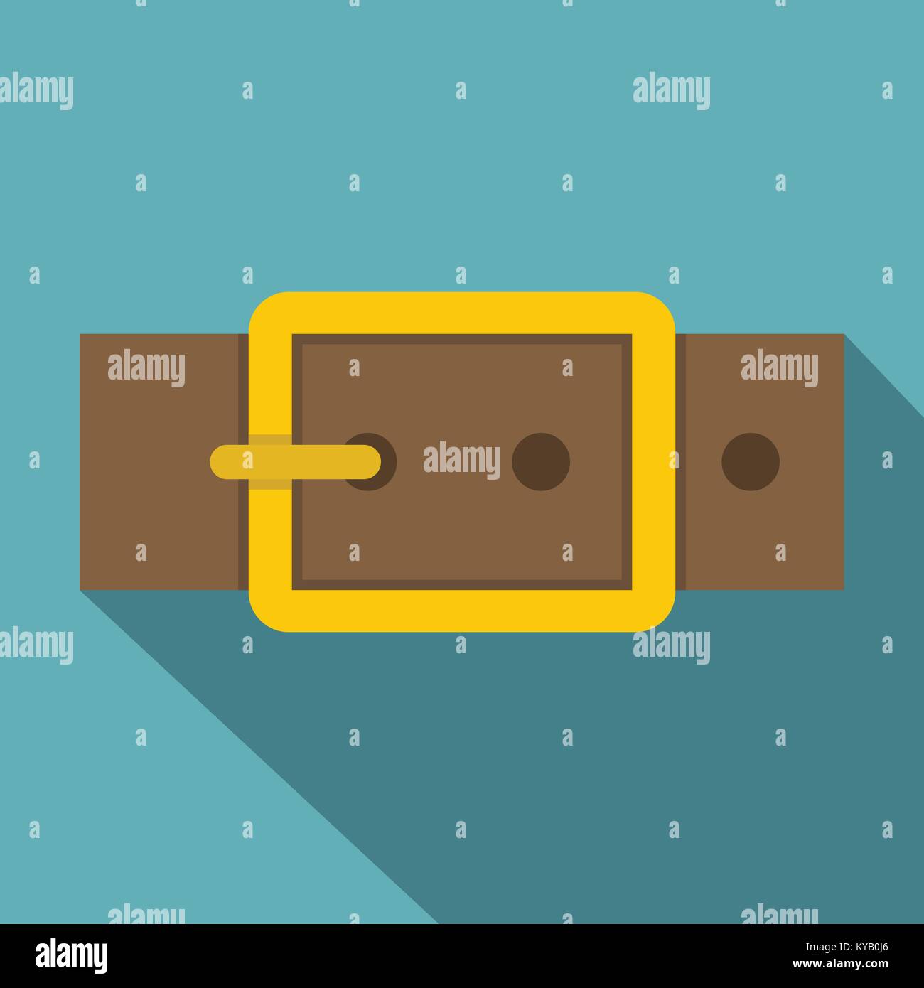 Gold square buckle icon. Flat illustration of gold square buckle vector ...