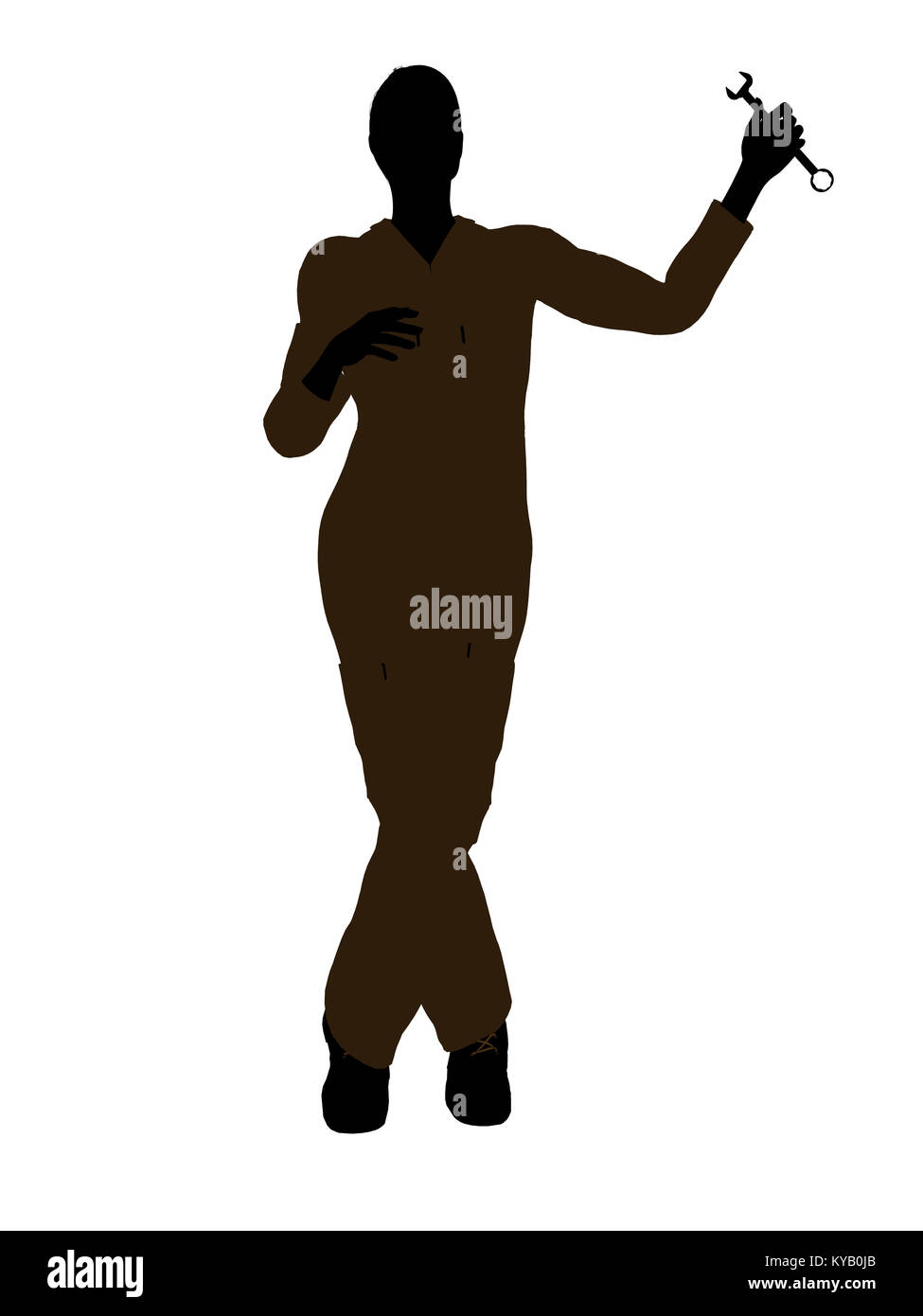 Female mechanic illustration silhouette on a white background Stock ...