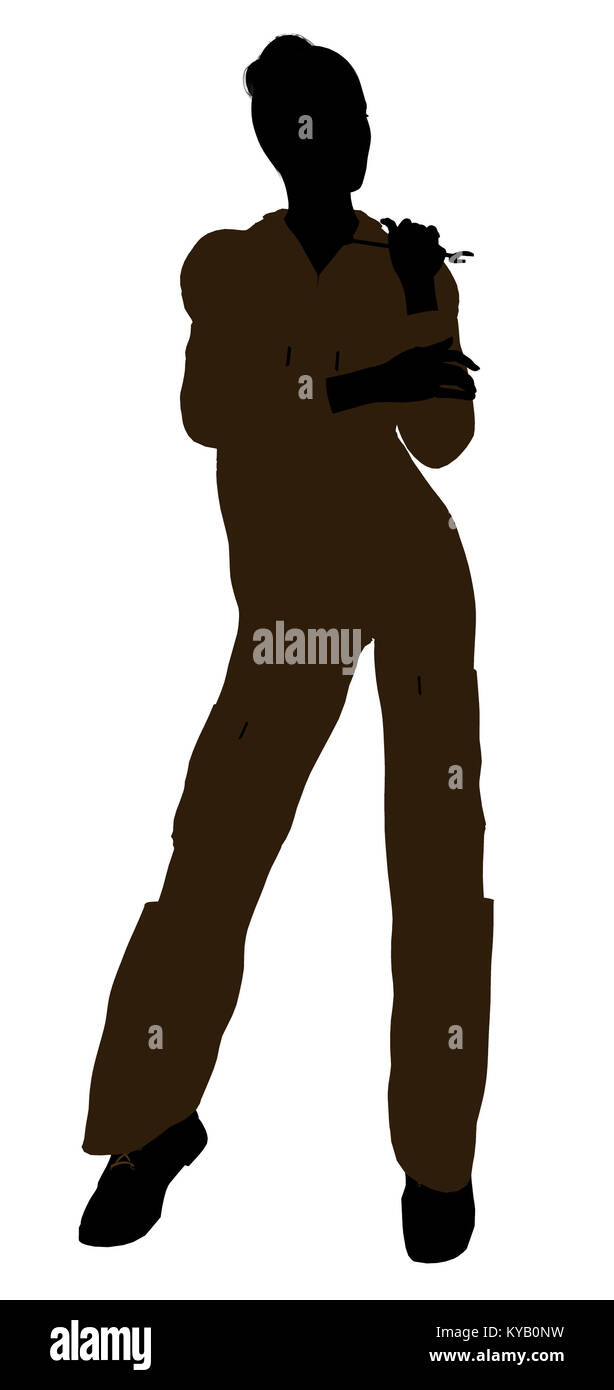 Female mechanic illustration silhouette on a white background Stock ...